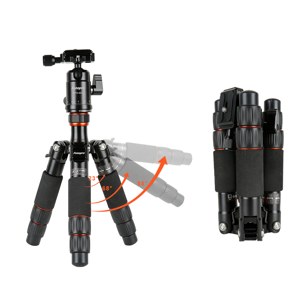 Fotopro X-Go Mini Carbon Fiber Portable Tripod – Hitam – Jakarta Camera
